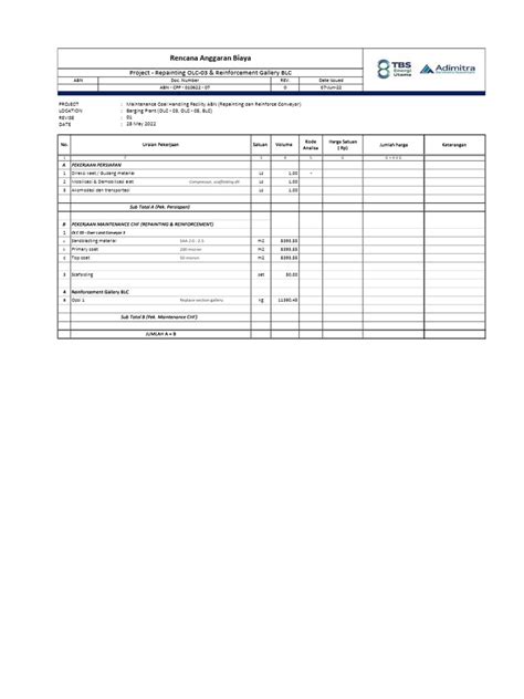 Appendix 3 Bill Of Quantity Pdf Industrial Processes Crafts