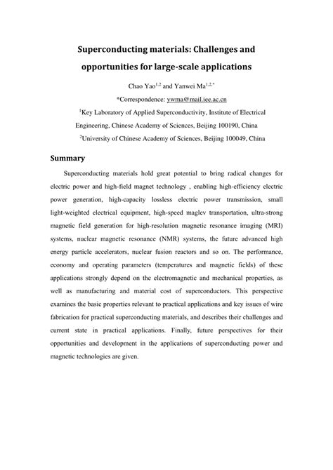Pdf Superconducting Materials Challenges And Opportunities For Large Scale Applications