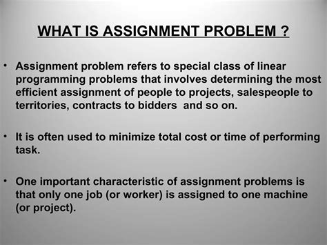 Assignment Problem Ppt Technology And Computing