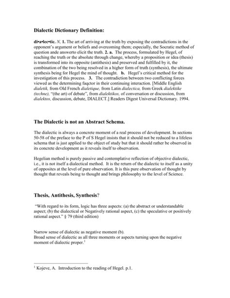 Dialectic Dictionary Definition