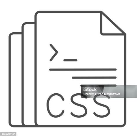 Css 코드 문서 파일 씬 라인 아이콘 프로그래밍 개념 흰색 배경에 Css 문서 벡터 기호 모바일 개념 및 웹 디자인에 대한