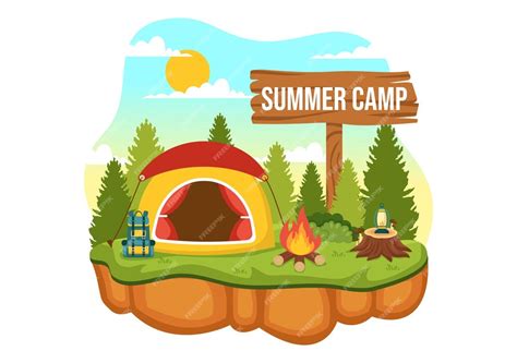 Premium Vector Summer Camp Illustration Of Camping And Traveling On