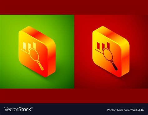 Isometric Magnifying Glass And Data Analysis Icon Vector Image