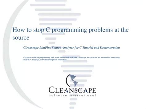 PPT How To Stop C Programming Problems At The Source PowerPoint Presentation ID
