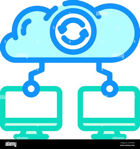 Data Synchronization Cloud Computing Color Icon Vector Illustration