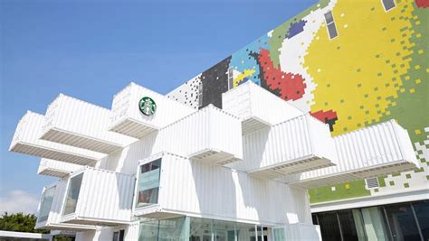 Kengo Kuma Stacks Shipping Containers To Create Drive Through Starbucks