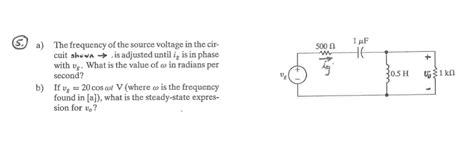 Solved The Frequency Of The Source Voltage In The Circuit Chegg Com