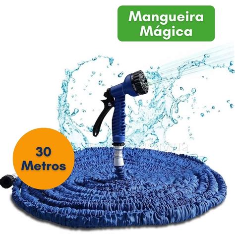 Mangueira Mágica Pode Esticar Até Metros Flexível Retrátil m Jatos Azul Elástica