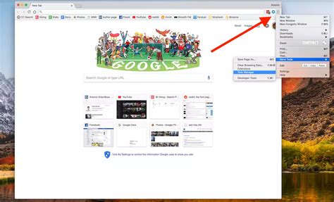 in chrome click the button with the three dots towards the top right