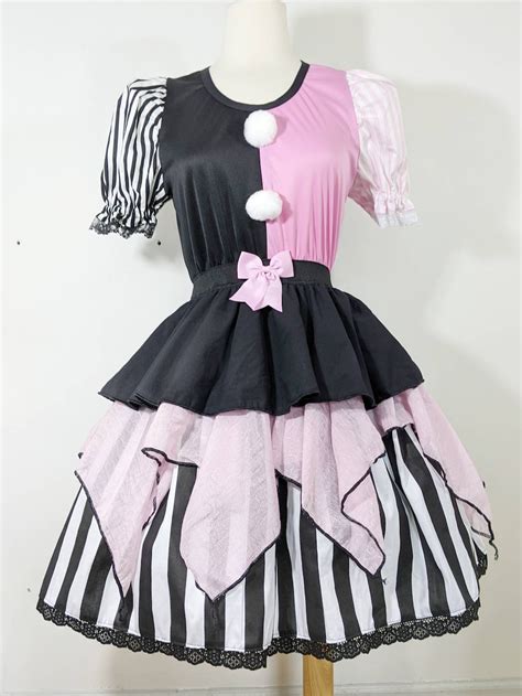 Vk Freakshow Pink And Black Stripe Clown Clowncore Small To Plus Size