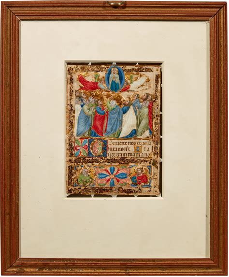Illuminated Miniatures C14th The Dormition And The Assumption Of