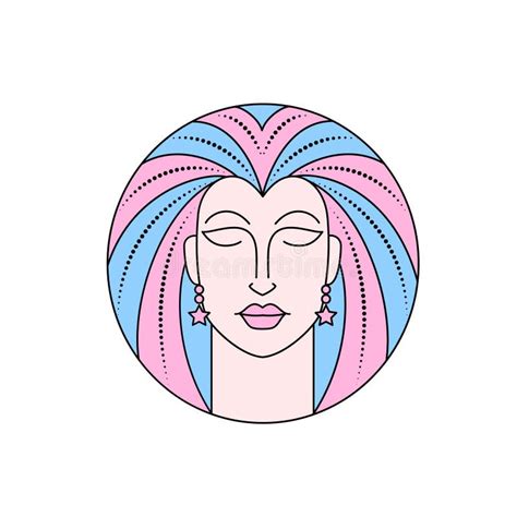 Virgo Zodiac Sign In Line Art Style Stock Vector Illustration Of