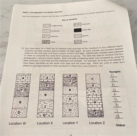 Solved Part 2 Stratigraphic Correlation Exercise Use The