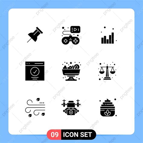 User Interface Pack Of 9 Basic Solid Glyphs Of Food Paper Pin Seo Png And Vector With