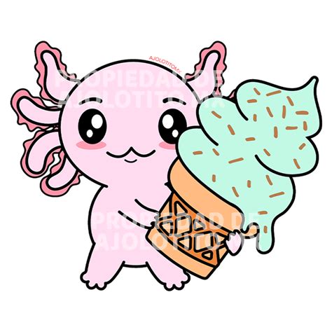 Sticker Axolotzin Helado Ajolote Ajolotito Mx