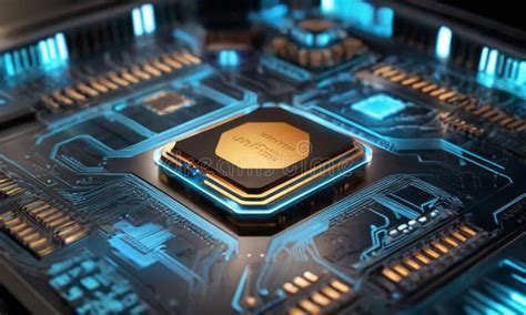 This Image Features A Close Up View Of A Computer Processor Mounted On A Motherboard Stock