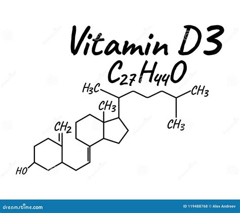 Vitamin D3 Label And Icon Chemical Formula And Structure Logo Stock