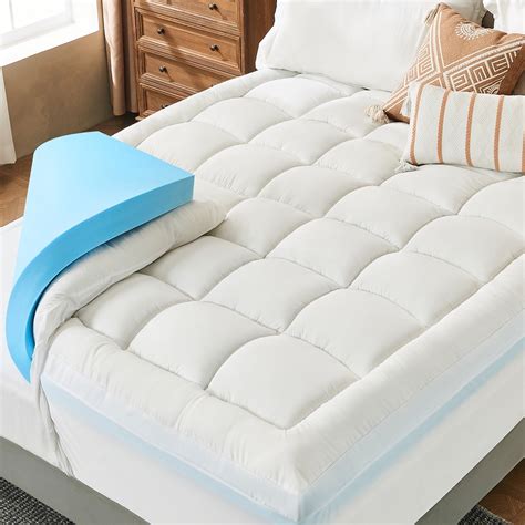 Teler Dual Layer 4 Inch Memory Foam Mattress Topper Full Size 2 Inch