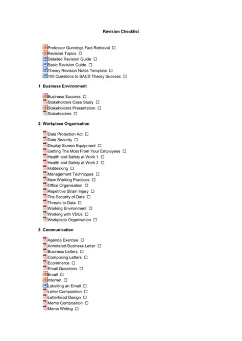 Revision Checklist File