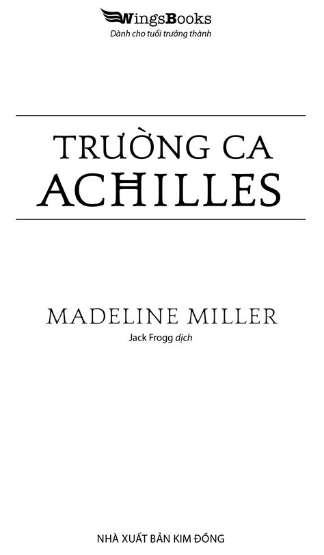 Trường Ca Achilles ĐỌc ThỬ Wings Books