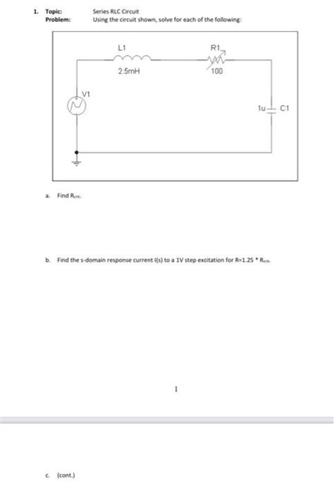 Solved Topic Problem Series RLC Circuit Using The Chegg Com