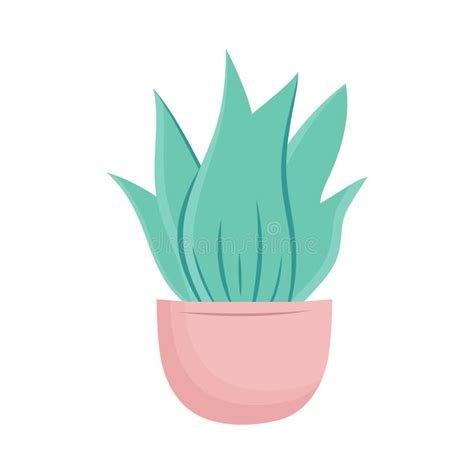 Cute Plant Leaves In A Pot Vector Illustration Isolated On White
