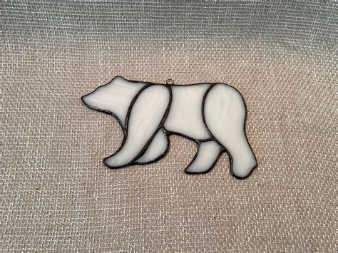 Stained Glass Polar Bear Christmas Ornament Stained Glass Suncatcher