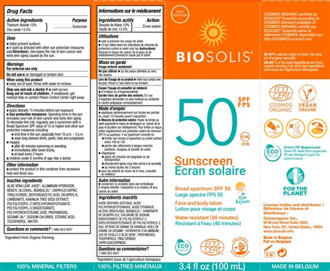 BIOSOLIS SUNSCREEN BROADSPECTRUM SPF50 KIDS- titanium dioxide, zinc ...