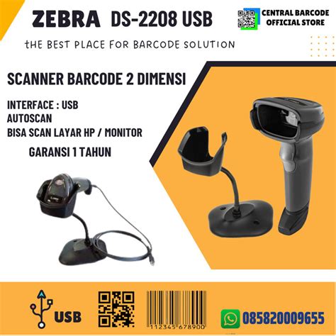 Jual Barcode Scanner Zebra Ds 2208 Usb 2 Dimensi Jakarta Pusat Central Barcode Official