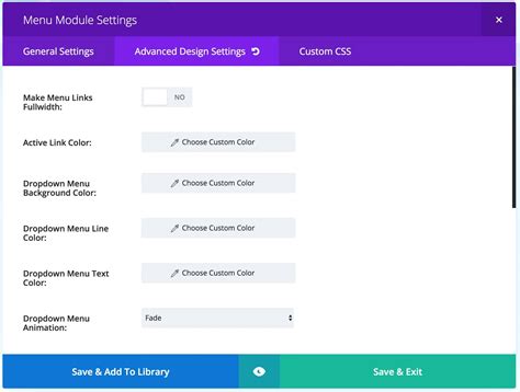 Divi Menu Module Standard Width Flowji