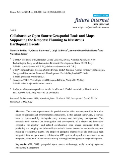 Pdf Collaborative Open Source Geospatial Tools And Maps Supporting The Response Planning To