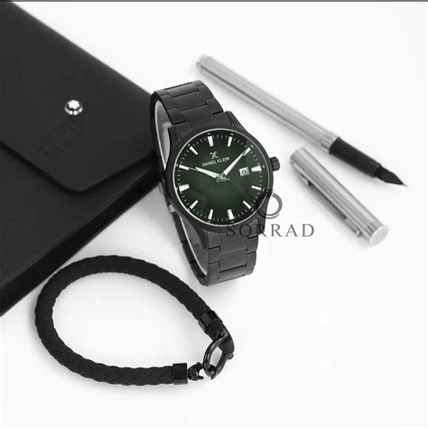 ساعت دنیل کلین مردانه ساده بند استیل رنگ مشکی صفحه سبز مشکی فروشگاه