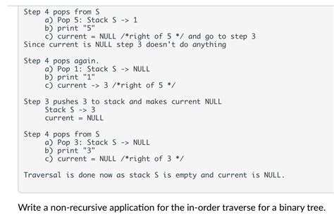 Solved Question Non Recursive In Order Traverse Of A Chegg