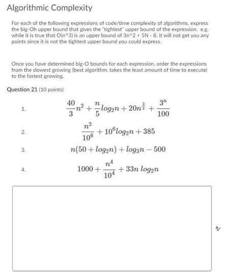 Solved Algorithmic Complexity For Each Of The Following Chegg