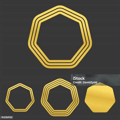 金色線 Heptagon 圖示設計集向量圖形及更多可循環要素圖片 可循環要素 圓形 圖標集 Istock
