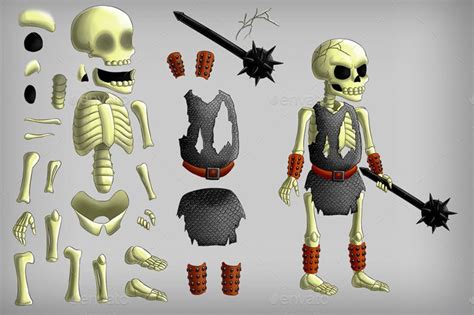 2d Game Skeleton Character Spritesheet Character Illustration Graphic Design Layouts Fantasy
