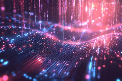 Futuristic Representation Of Quantum Computing With Glowing 3d