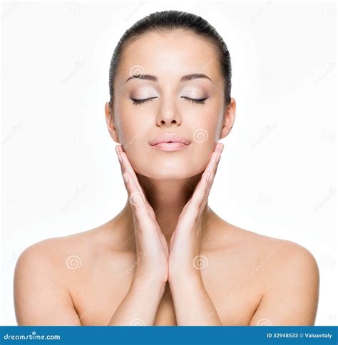 Portrait Of Beautiful Young Woman With Closed Eyes Stock Image Image
