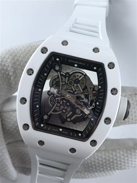 No54kv공장 V3 리차드밀 Rm055 화이트세라믹 스켈레톤다이얼 그레이 화이트러버 쇼핑 당큐워치