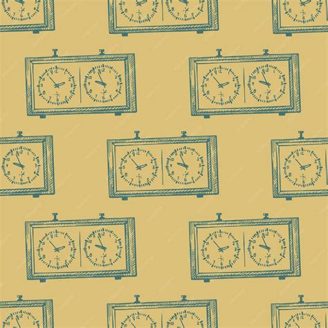 체스 시계는 매끄러운 패턴을 새겼습니다 손으로 그린 스타일의 체스 게임을 위한 복고풍 시계 패브릭 벽지 섬유 인쇄 제목 포장지
