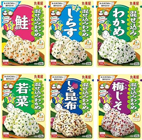 Jp 丸美屋 混ぜ込みわかめシリーズ 6種アソートセット ｢鮭｣｢しらす ｣｢わかめ｣｢若菜｣｢しそ昆布｣｢梅