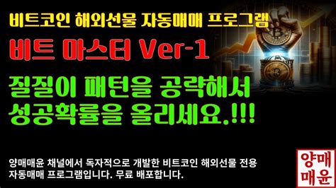 양매매윤 비트코인 자동매매 프로그램 비트 마스터Ver 1 질질이 패턴을 공략하는 법 YouTube