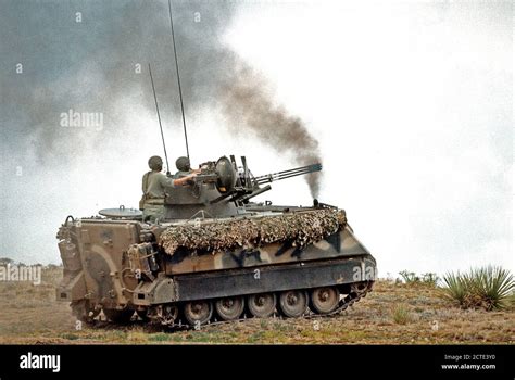 1978 An M 163 Vulcan Self Propelled Anti Aircraft Gun Maneuvers Into