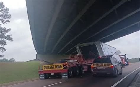 Truck Carrying Oversized Load Gets Stuck Under Bridge On I 20 977
