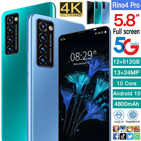 Global Version Rino4 Pro 5g สมาร์ทโฟน Mtk6889 48mp กล้อง60hz Amo Led
