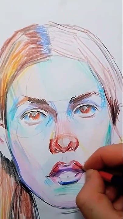 Портрет кольоровими олівцями фрагмент Youtube