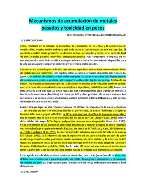Articulo 1 Mecanismos De Acumulación De Metales Pesados Y Toxicidad En