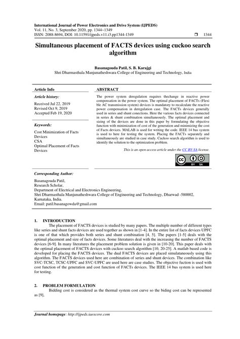 Pdf Simultaneous Placement Of Facts Devices Using Cuckoo Search Algorithm