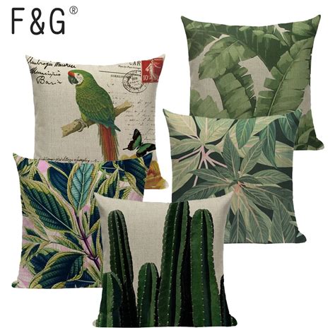 Tropical Decoration Pillow Cover Green 45x45cm Outdoor Cushions