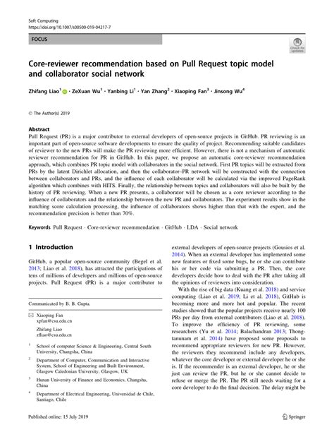 pdf core reviewer recommendation based on pull request topic model
